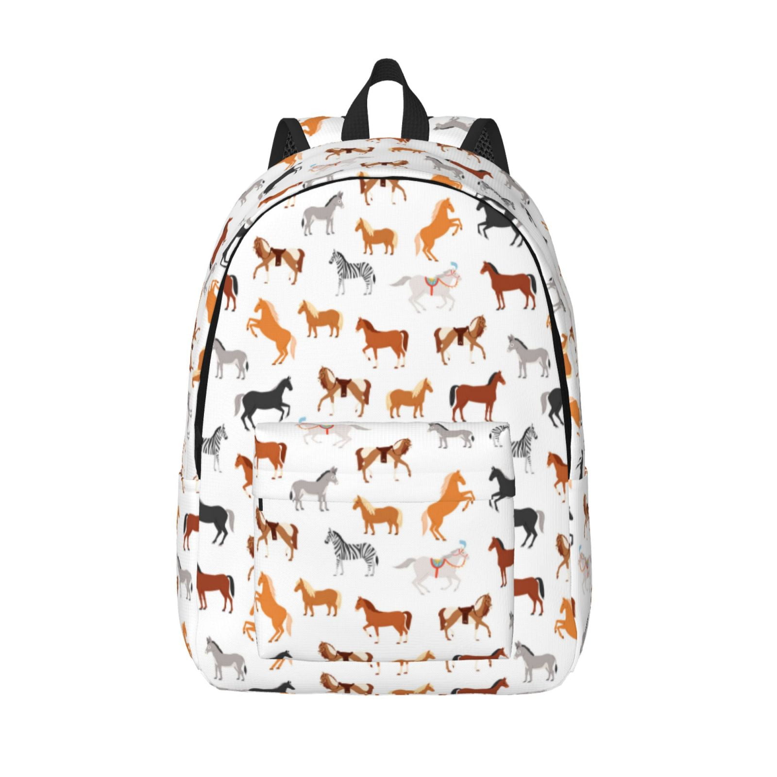 Bingfone Horses Print Canvas College Laptop Backpack, Large Capacity ...