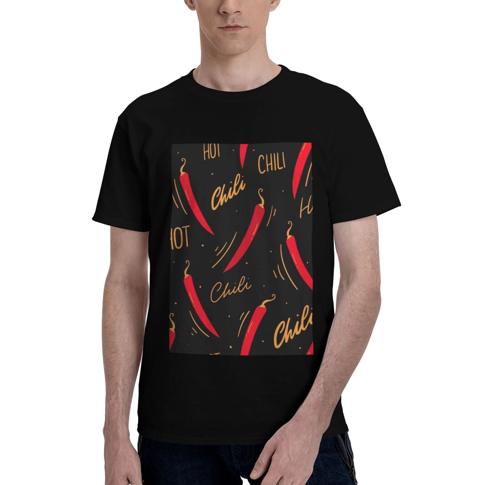 Bingfone Hot Chili Men'S Loose Fit Short-Sleeve Pocket T-Shirt ...