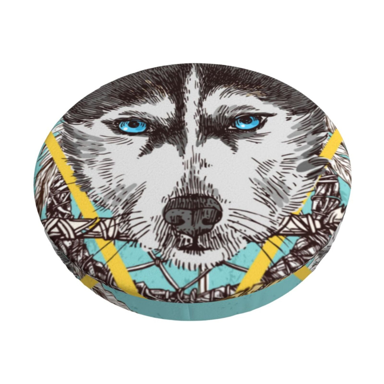 Bingfone Husky With Dreamcatcher Padded Round Bar Stool Cover Cushion ...