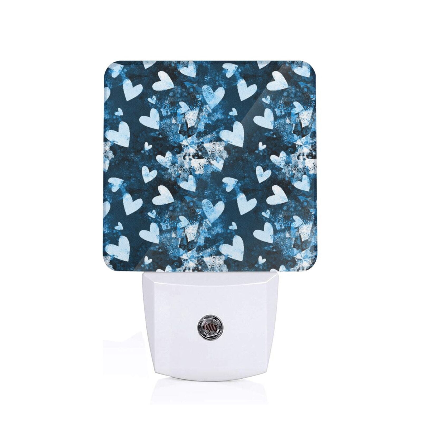 Bingfone Ice Blue Heart Print Night Lights Plug into Wall,Dusk to Dawn ...