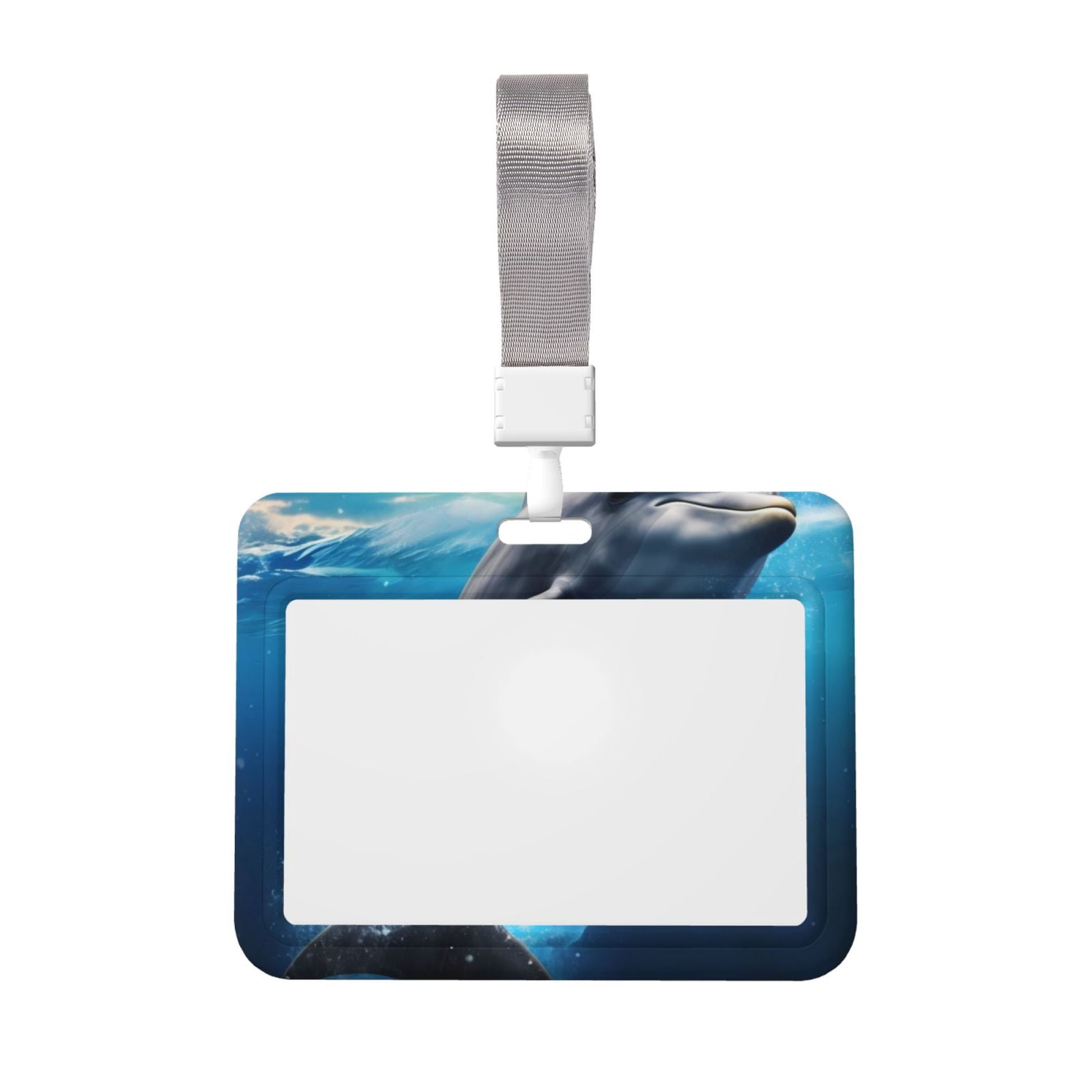 Bingfone Ice Blue Ocean Cute Dolphin Card Badge Holder,for Girls Girly ...