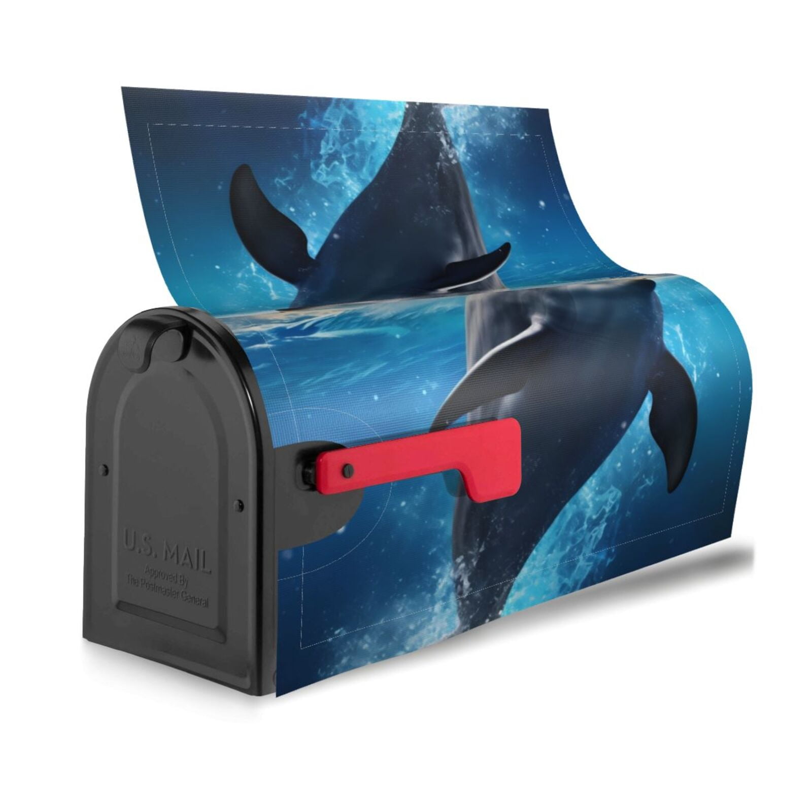 Bingfone Ice Blue Ocean Cute Dolphin Magnetic Mailbox Cover Standard ...