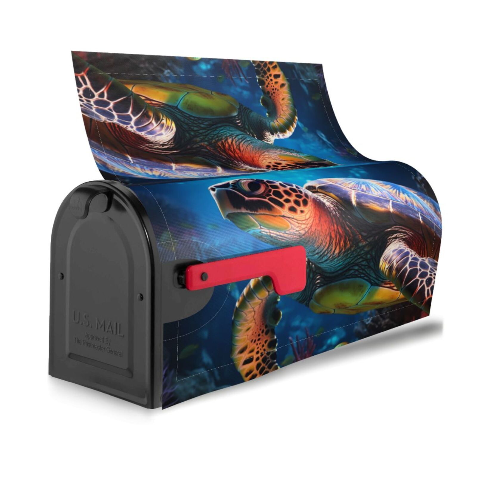 Bingfone Ice Blue Ocean Sea Turtle Magnetic Mailbox Cover Standard Size ...