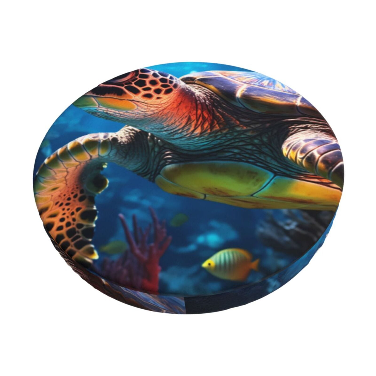 Bingfone Ice Blue Ocean Sea Turtle Padded Round Bar Stool Cover Cushion ...