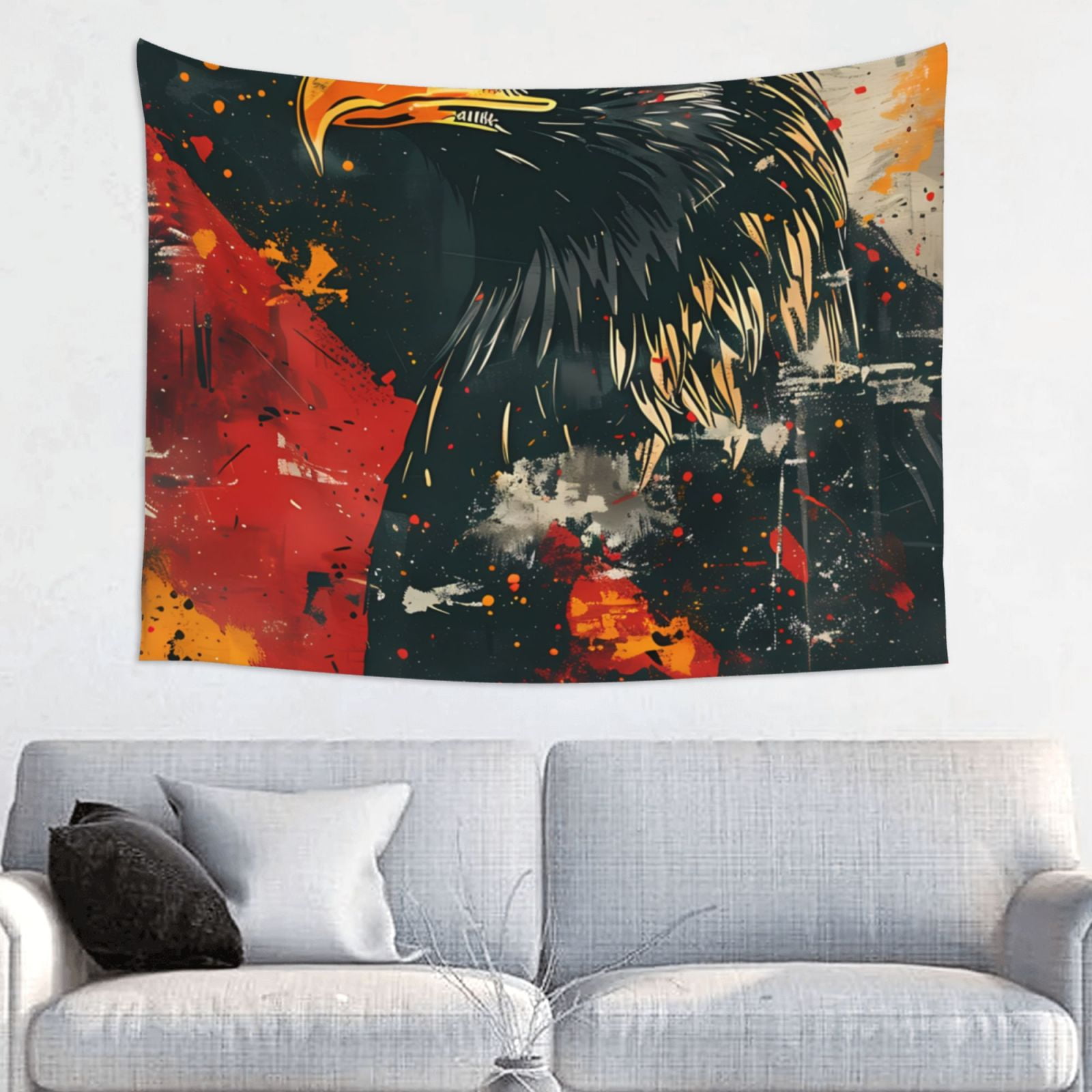 Bingfone Ink Style Bald Eagle Tapestry Wall Hanging Decor for Living ...