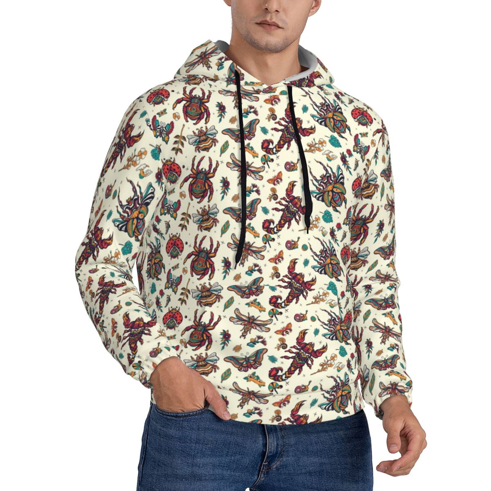 Bingfone Insects A Men's Drawstring Hoodie Long Sleeve Pocket ...