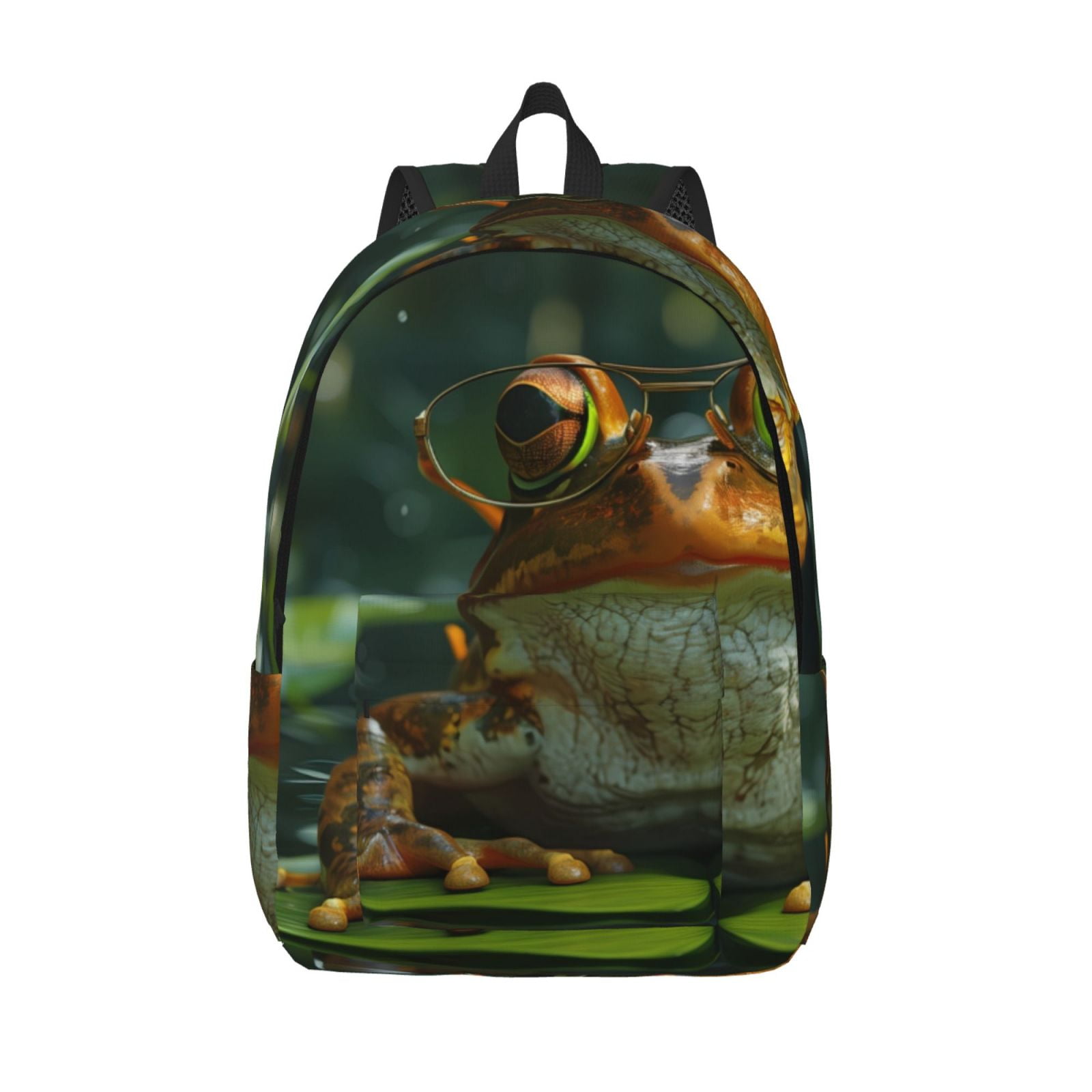 Bingfone Intellectual Frog Pond Print Canvas College Laptop Backpack ...
