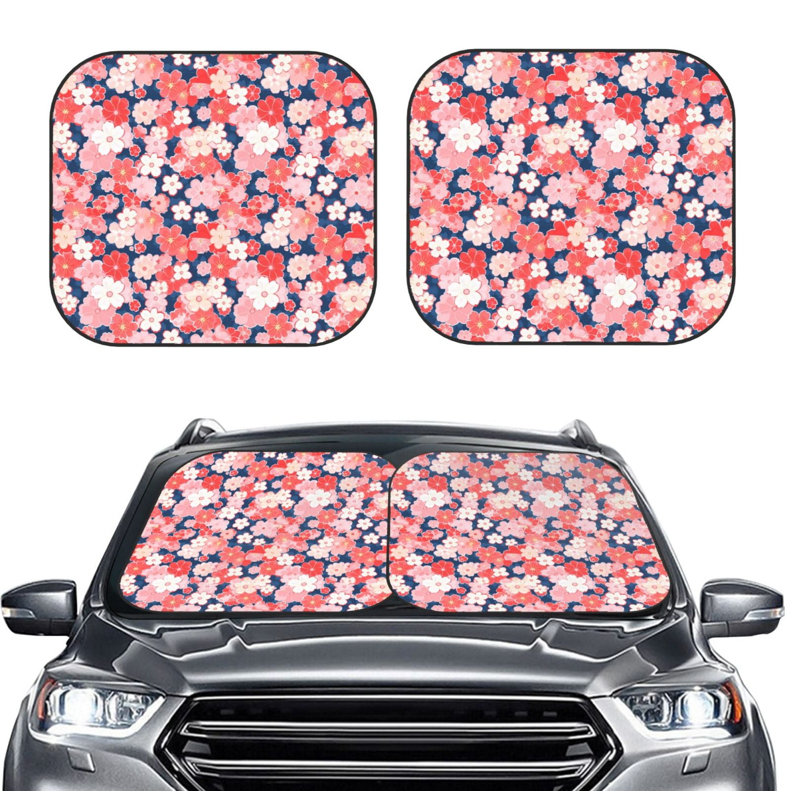 Bingfone Japanese Cherry Blossoms Windshield Sun Shade 2-Piece Foldable ...