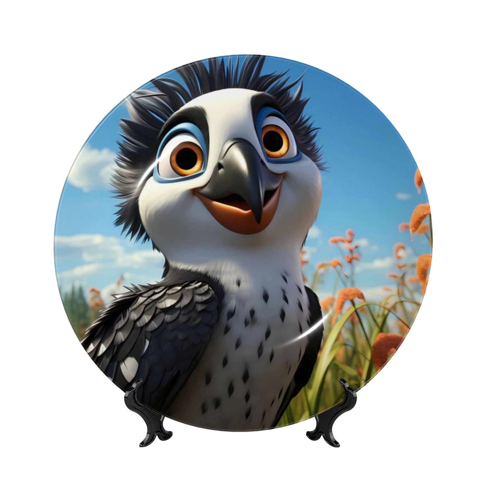 Bingfone Joyful Animated Bird Print Bone China Dinner Decorative Plates ...