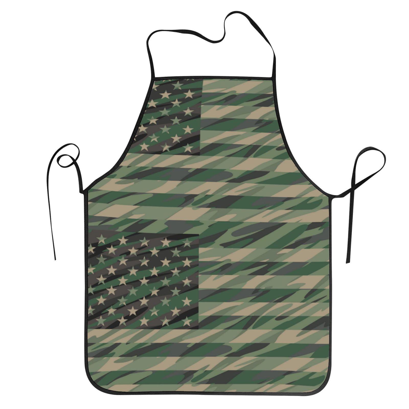 Bingfone Jungle Green Camo USA Flag for Tie-up Apron, Unisex Waterproof and Stain-Resistant Bib ...