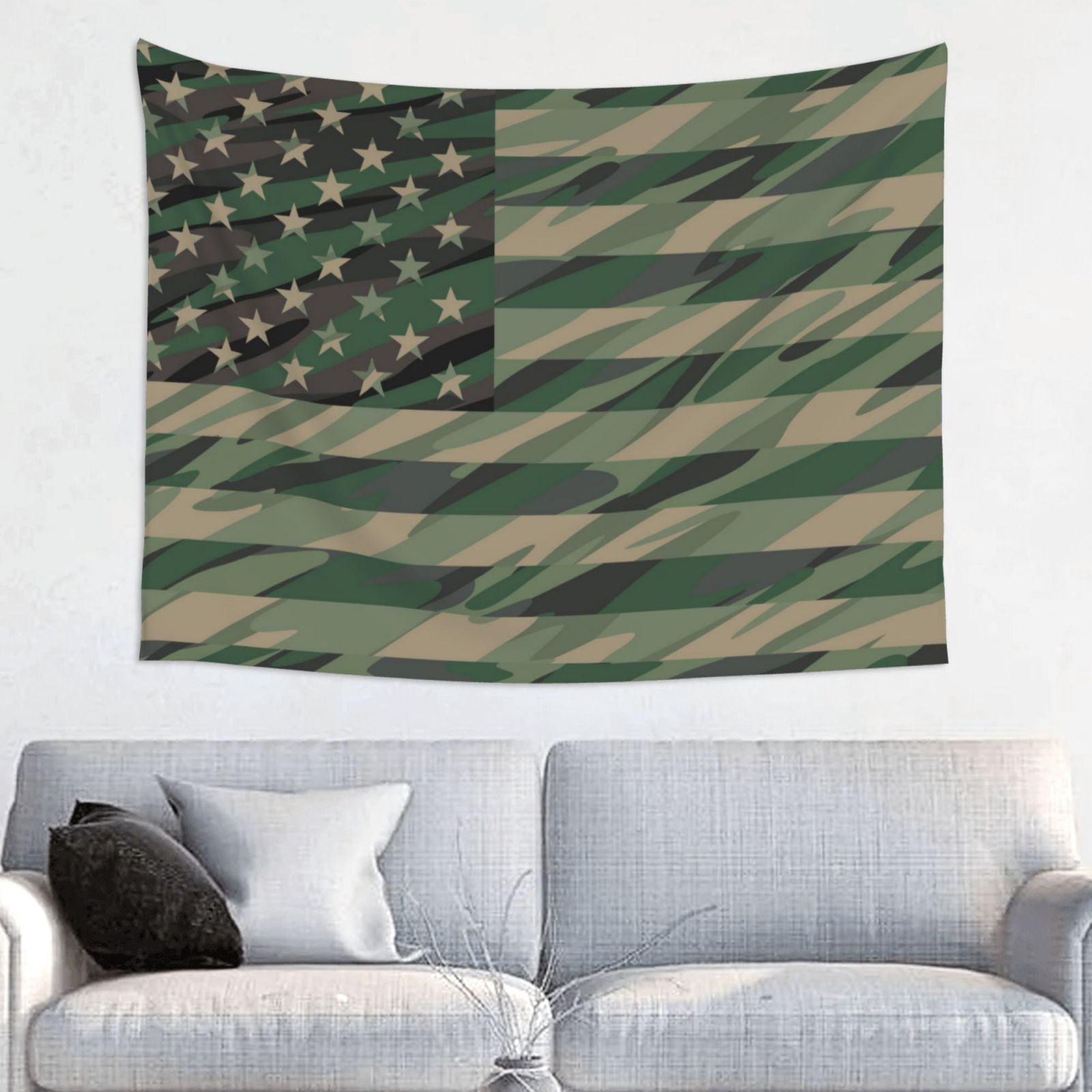 Bingfone Jungle Green Camo Usa Flag Tapestry Wall Hanging Decor For ...