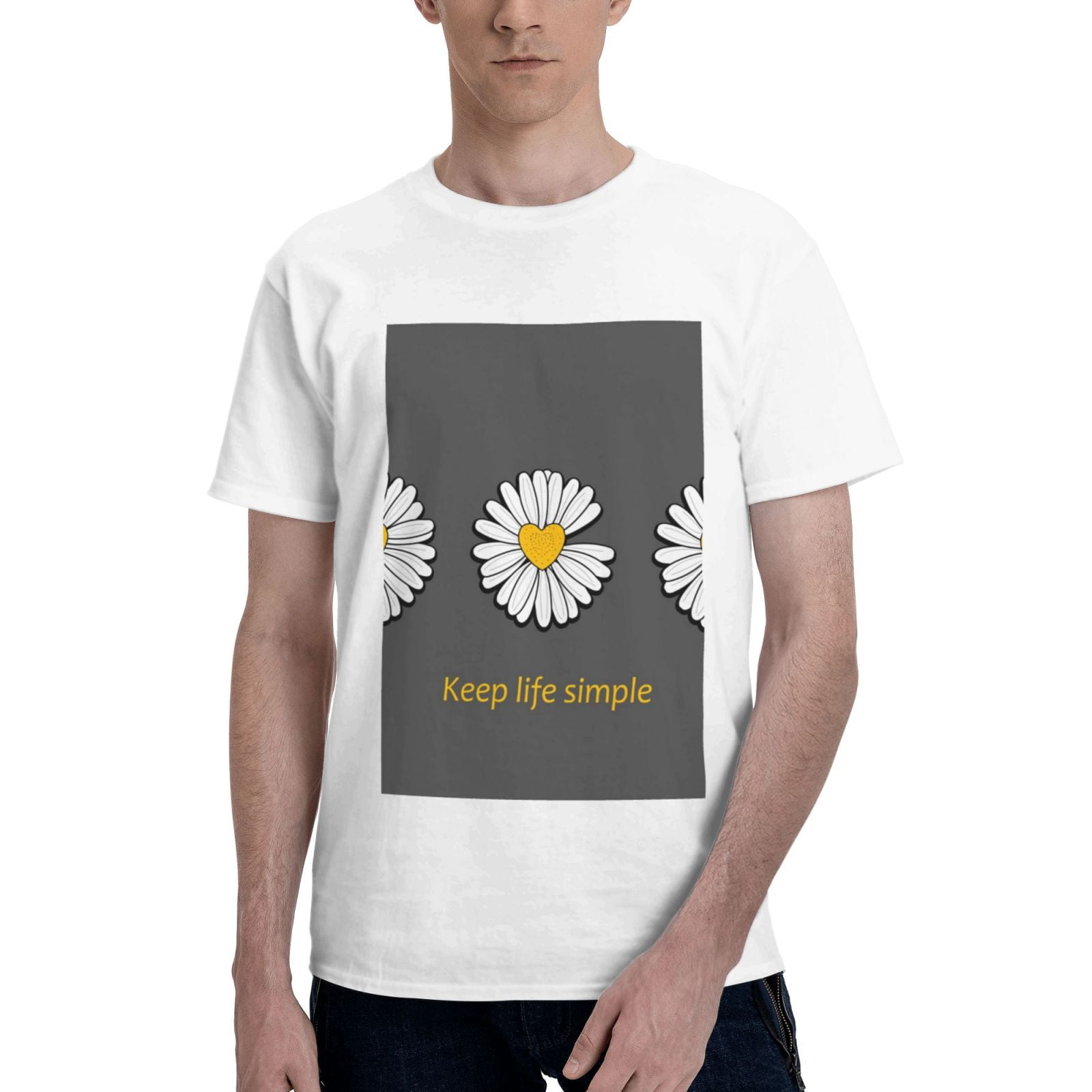Bingfone Keep Life Simple Daisy Flower Men'S Loose Fit Short-Sleeve Pocket T-Shirt - Walmart.com
