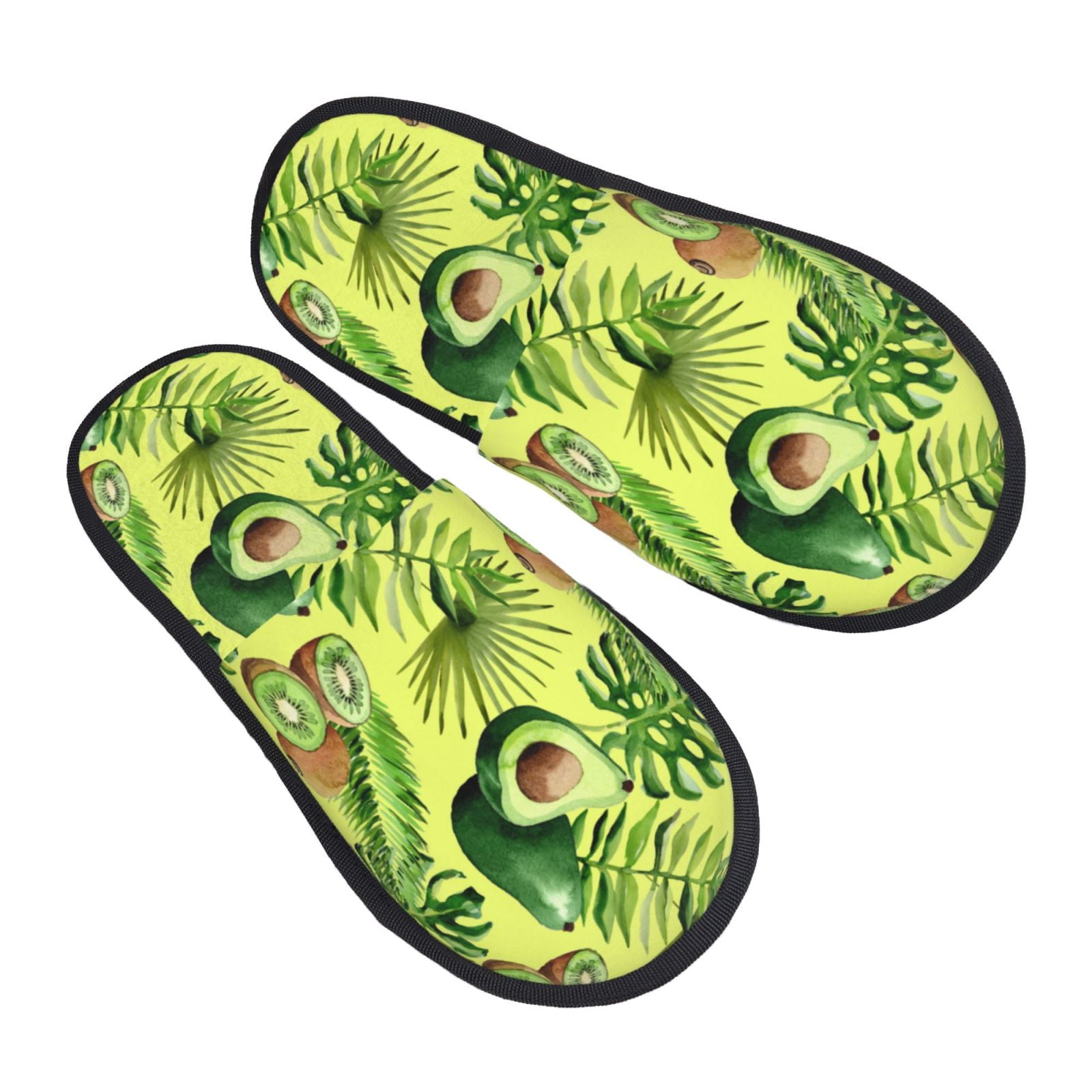 Bingfone Kiwi And Avocado House Slippers For Women Men With Soft Rubber ...