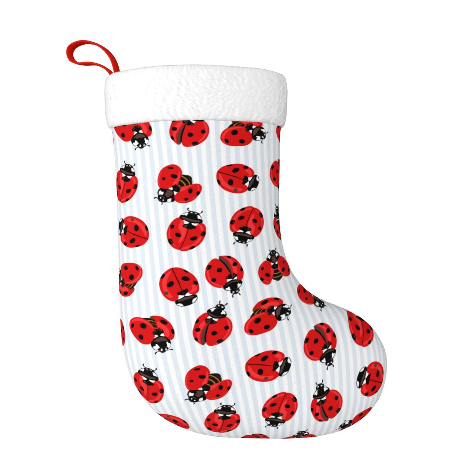 Bingfone Ladybug On Blue Stripes Print Personalized Christmas Stocking ...