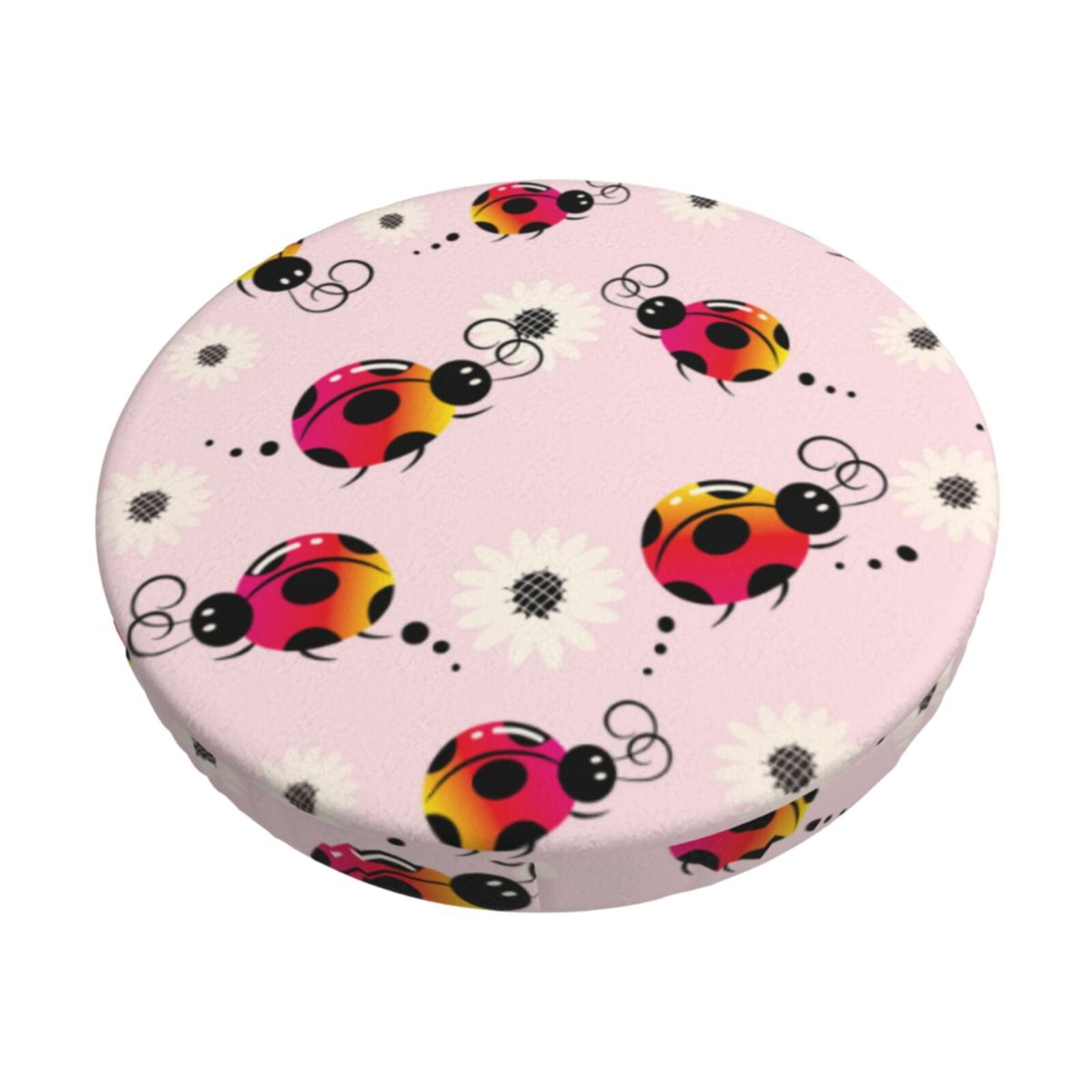 Bingfone Ladybugs And Flower Padded Round Bar Stool Cover Cushion with ...