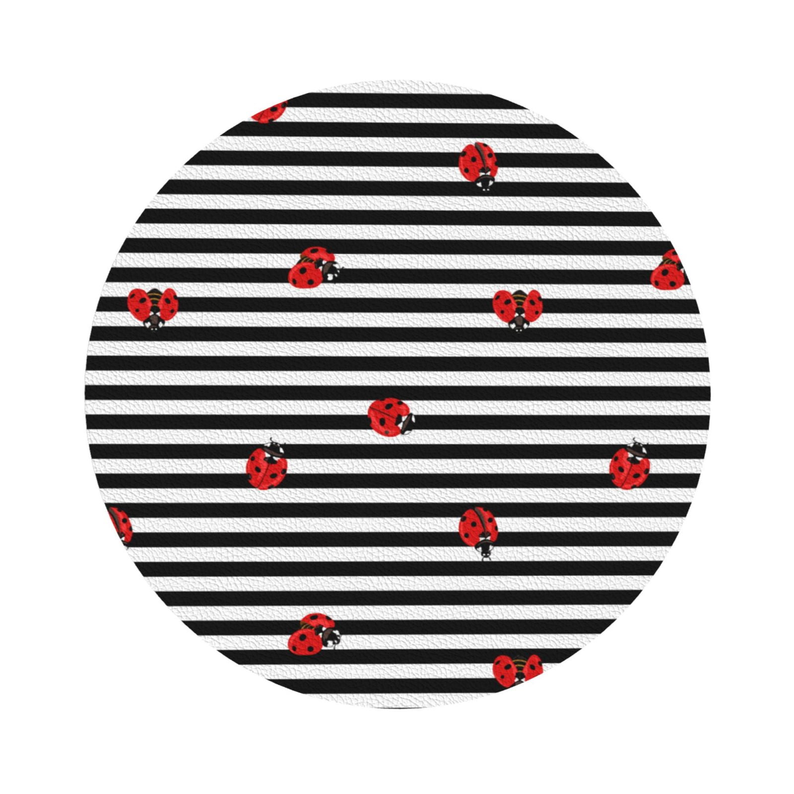 Bingfone Ladybugs On Black And White Striped Personalized Coaster Set 4 ...