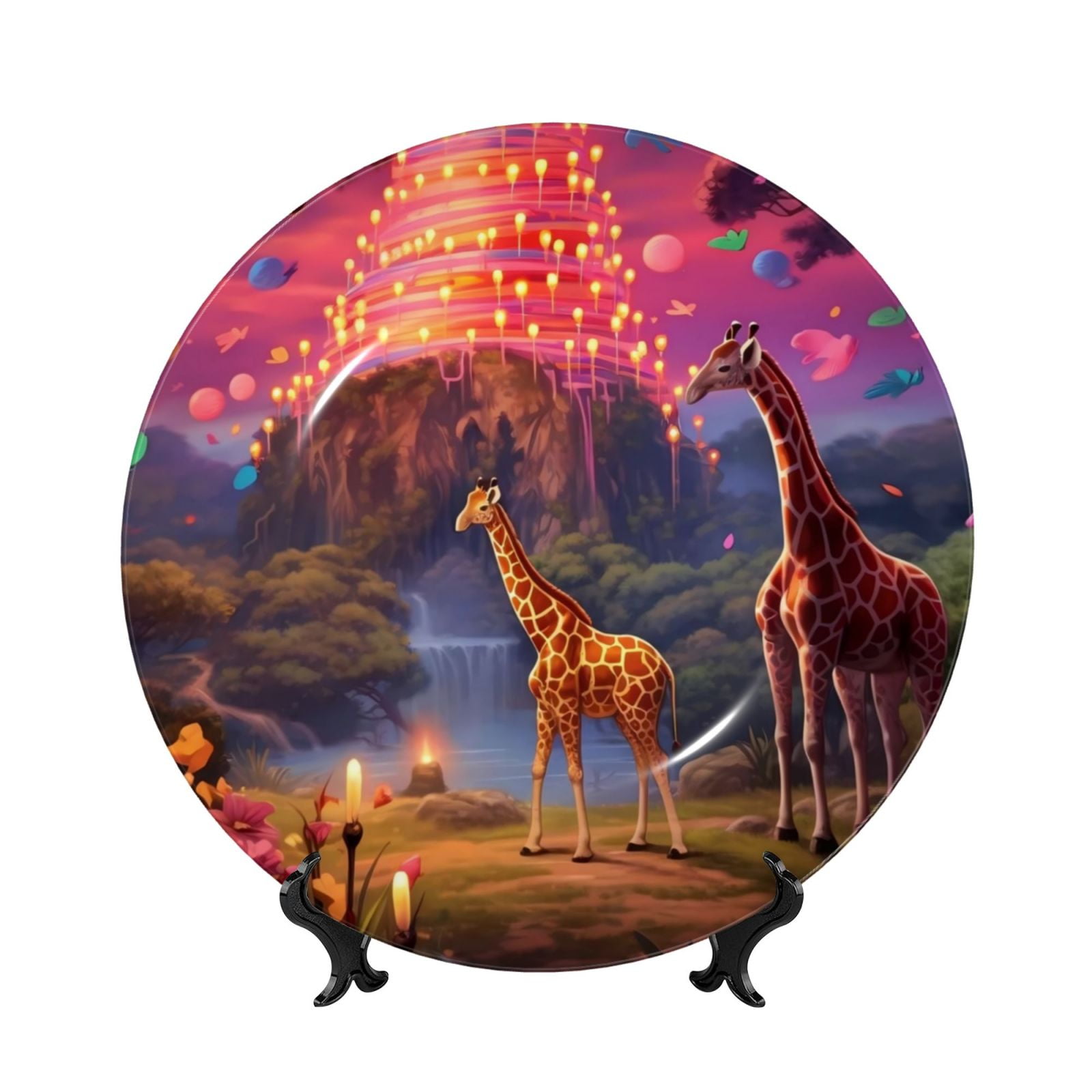 Bingfone Lantern Giraffes Magical Forest Print Bone China Dinner ...