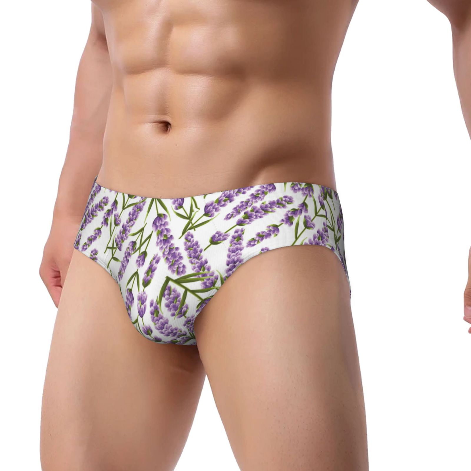 Bingfone Lavender Flowers Pattern Mens Briefs Underwear Triangle Mid Rise Breathable Underwear ...