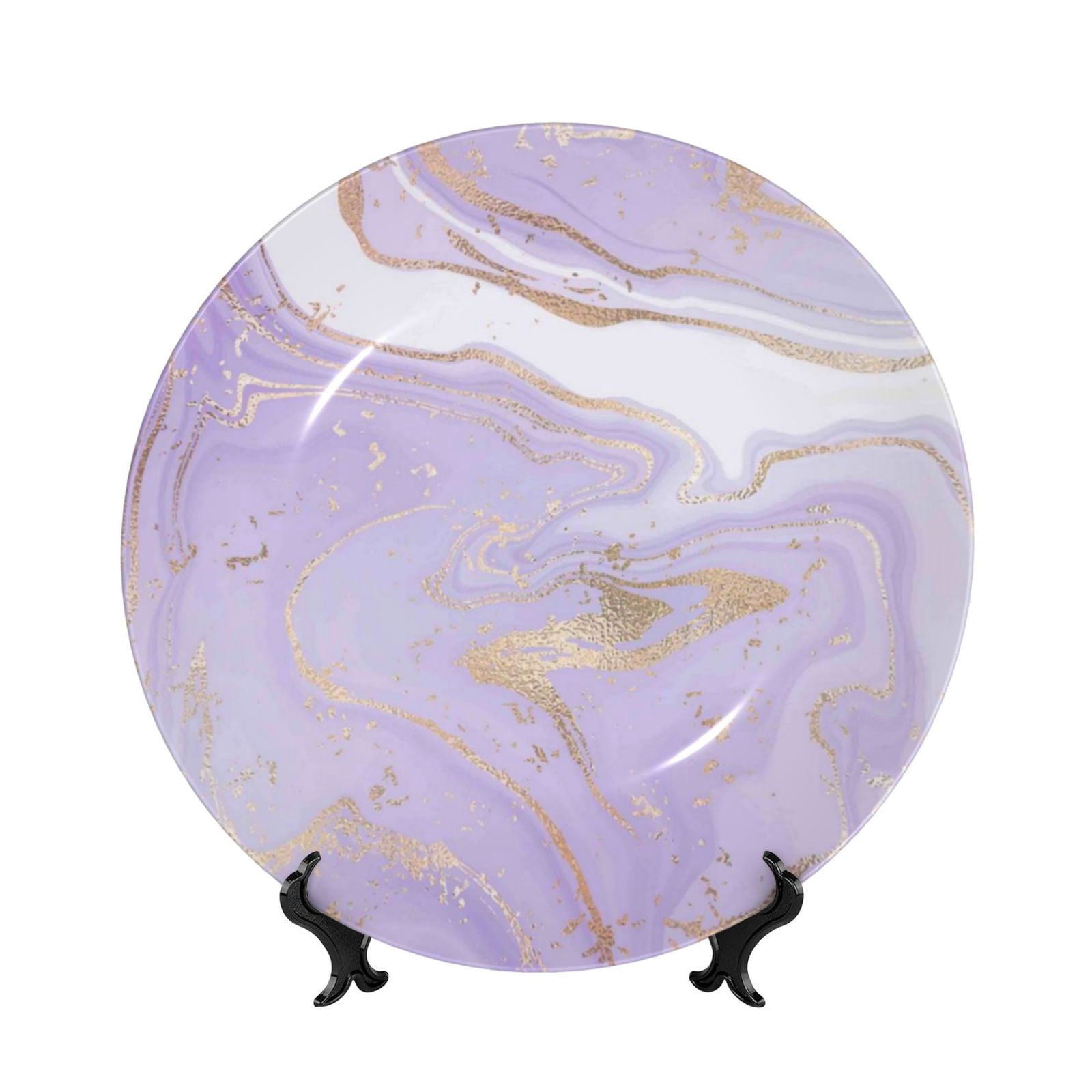 Bingfone Lavender Glitter Foil Stripes Print Bone China Dinner ...