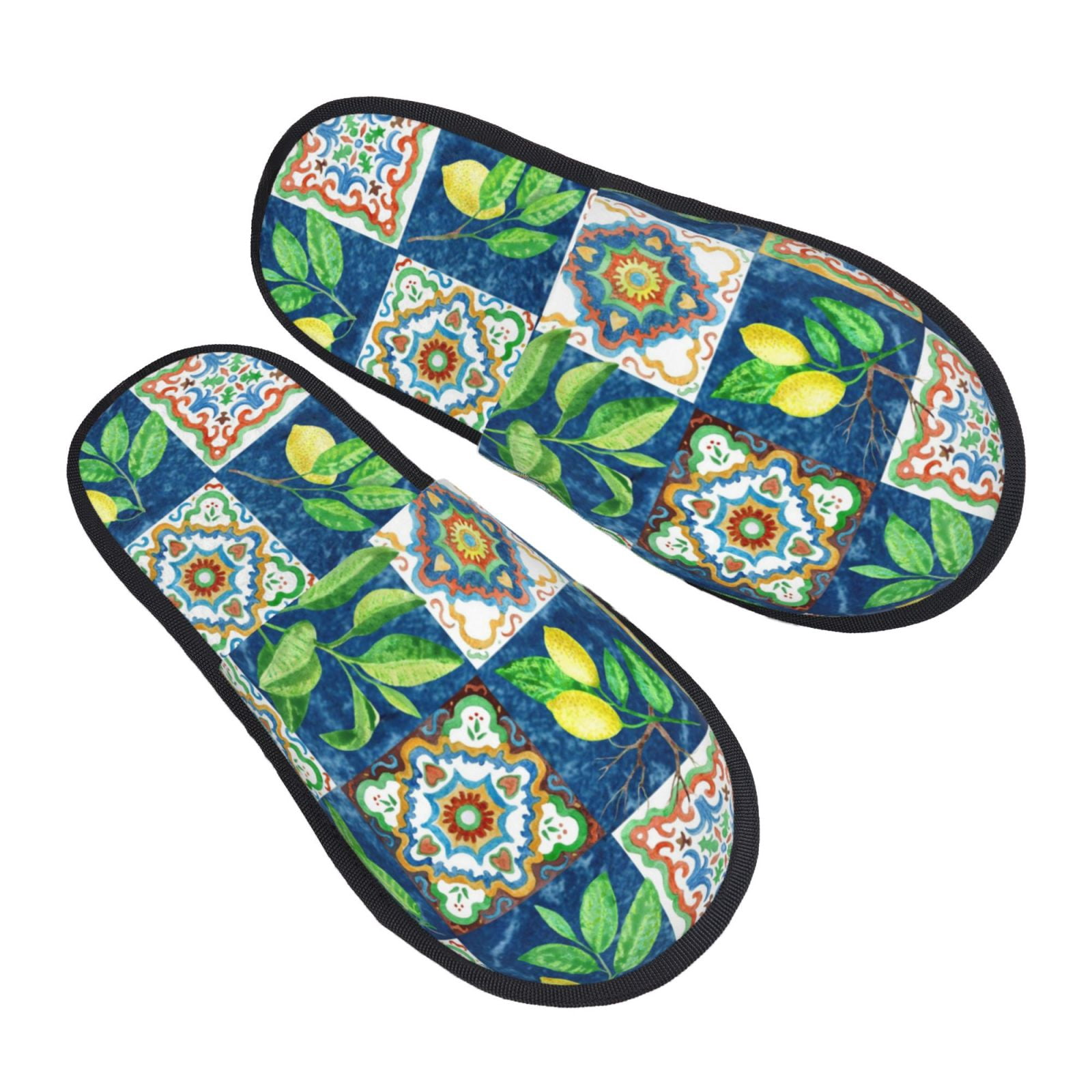 Bingfone Lemon And Leaves House Slippers For Women Men With Soft Rubber ...