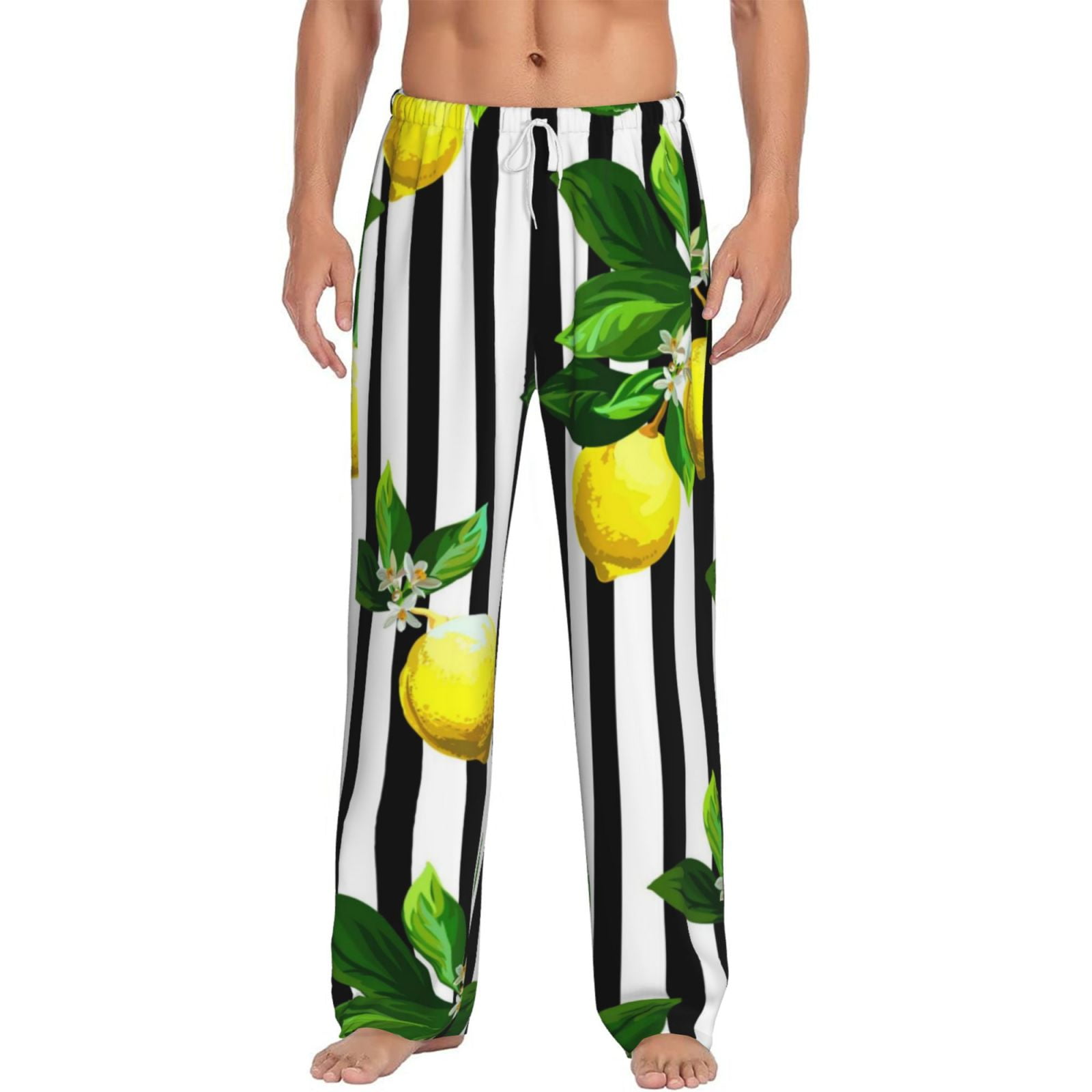 Bingfone Lemons On Striped Mens All Over Print Sleep Pajama Pants-Large ...