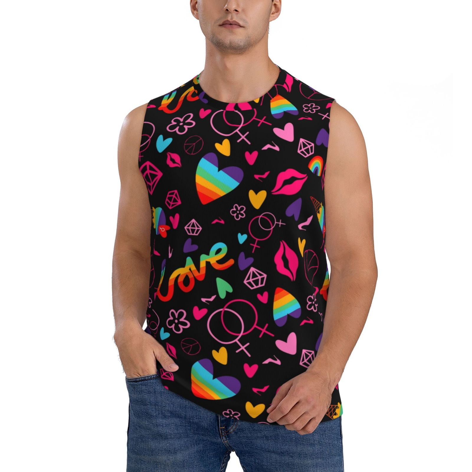 Bingfone Lgbt Rainbow For Pride Pattern Men's Tank Tops Workout ...