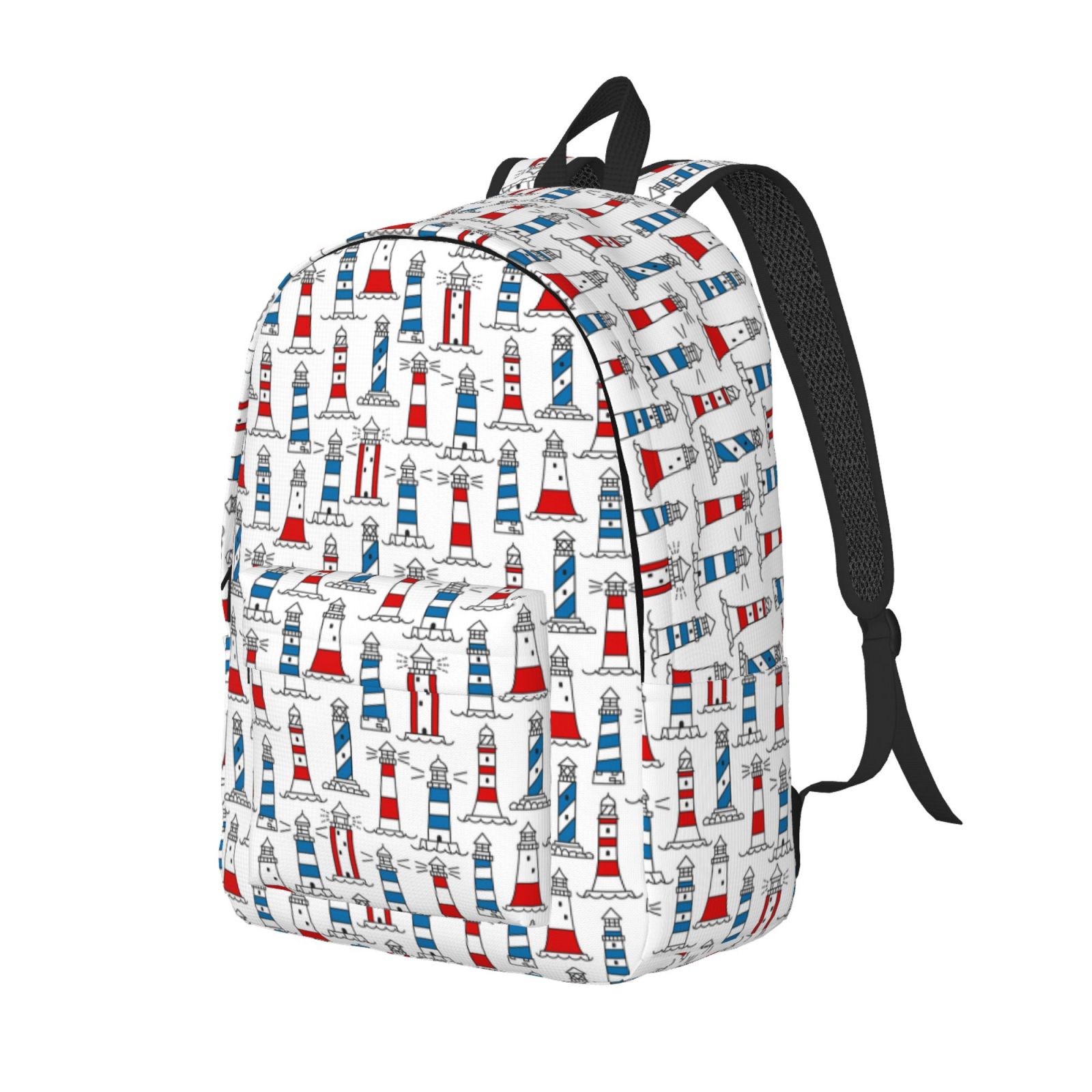 Bingfone Lighthouse And Beacon Print Canvas College Laptop Backpack ...