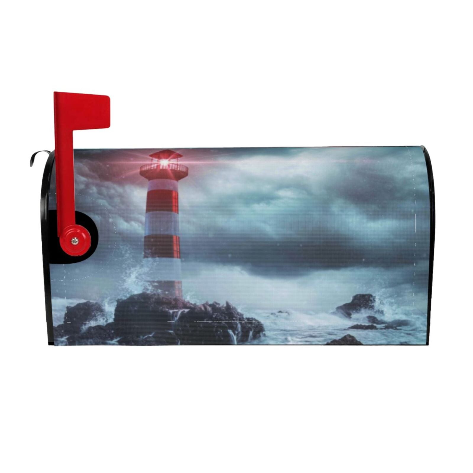 Bingfone Lighthouse In A Stormy Sea Magnetic Mailbox Cover Standard ...