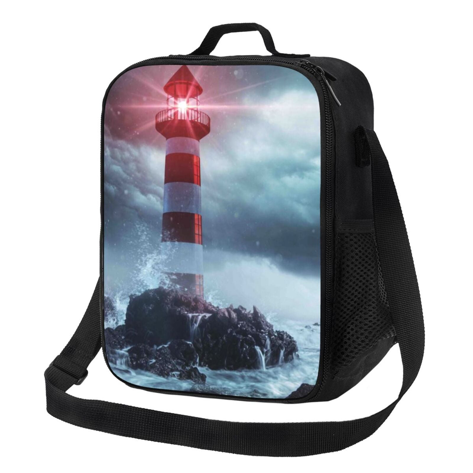 Bingfone Lighthouse In A Stormy Sea Reusable Insulated Lunch Bag Cooler ...