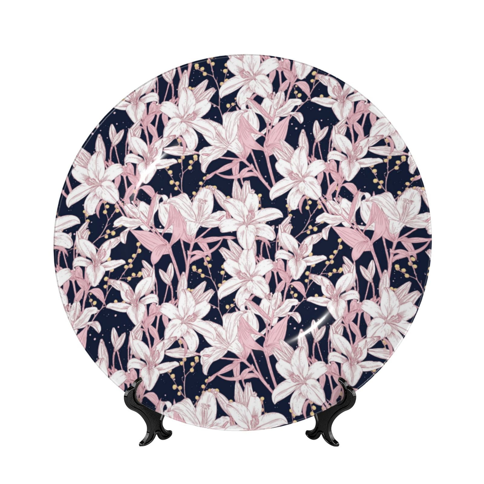 Bingfone Lilies Flowers Print Bone China Dinner Decorative Plates ...