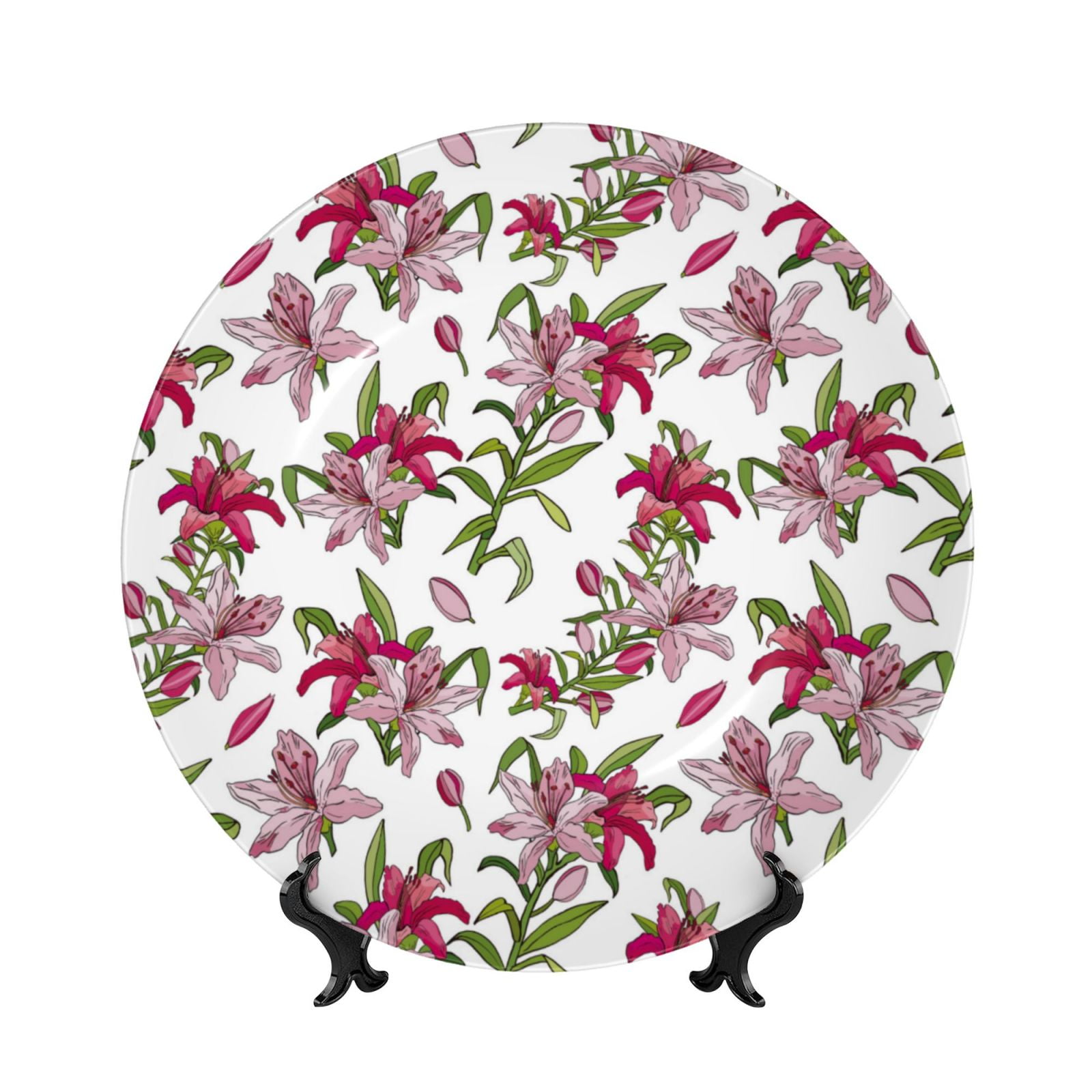 Bingfone Lilies Flowers Print Bone China Dinner Decorative Plates ...