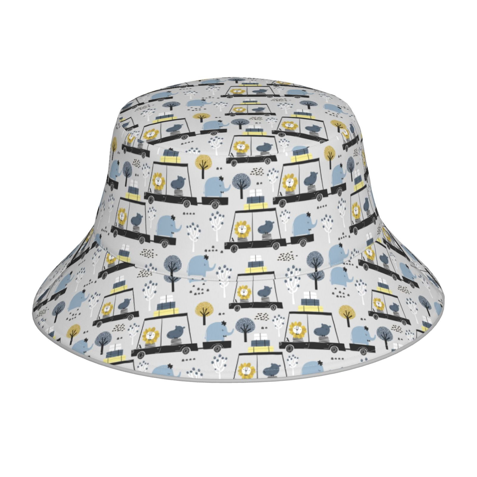 Bingfone Lion Hippo Elephant On The Car Bucket Hat for Men Women ...