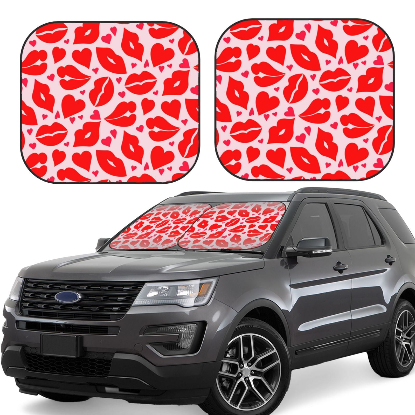 Bingfone Lips Kiss Windshield Sun Shade 2-Piece Foldable Car Front ...