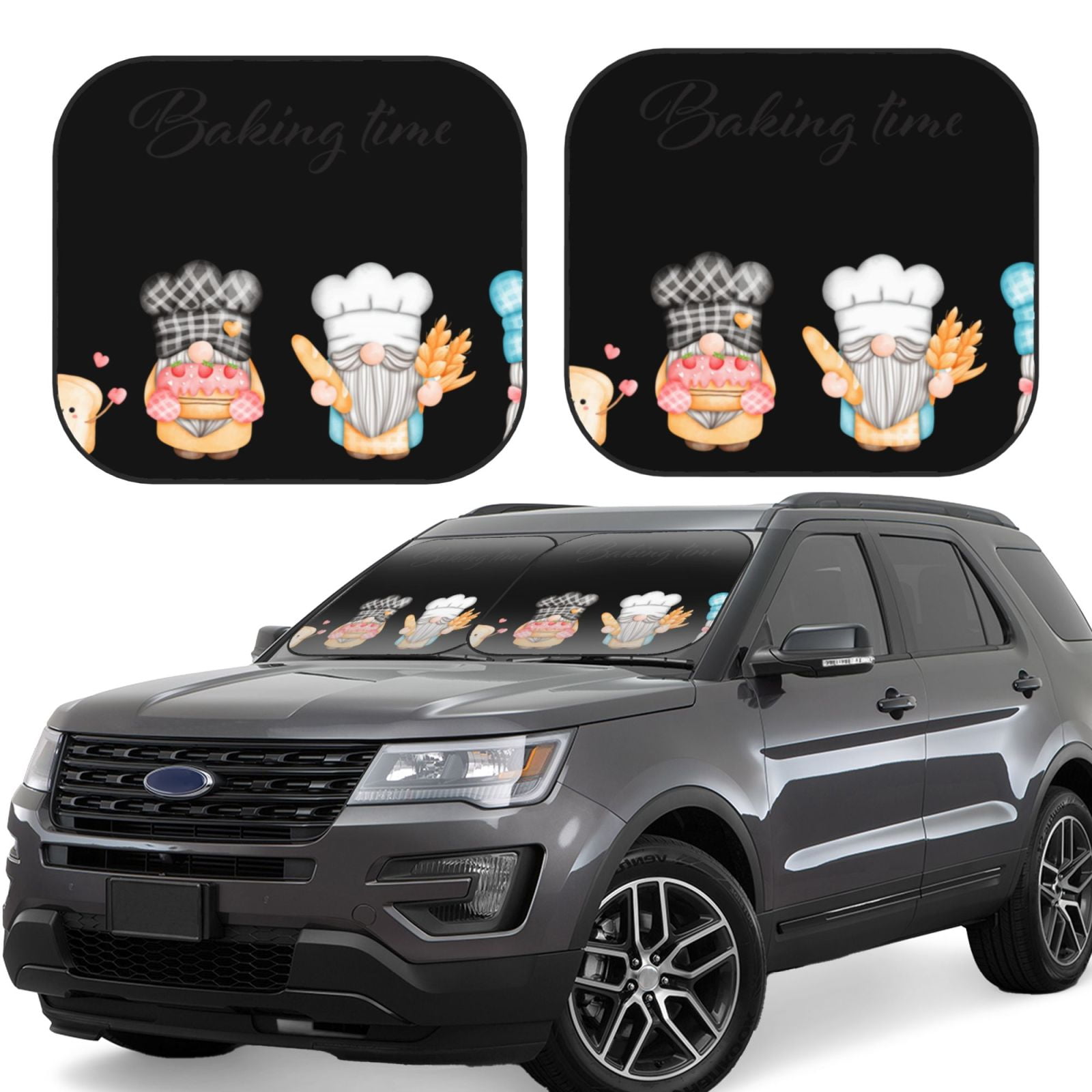 Bingfone Little Chef Gnome Windshield Sun Shade 2-Piece Foldable Car ...