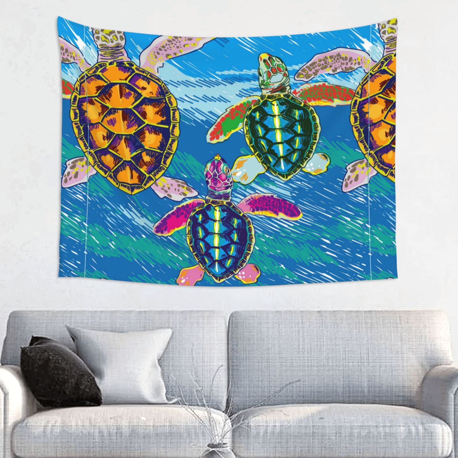 Bingfone Little Sea Turtles Tapestry Wall Hanging Decor For Living Room ...
