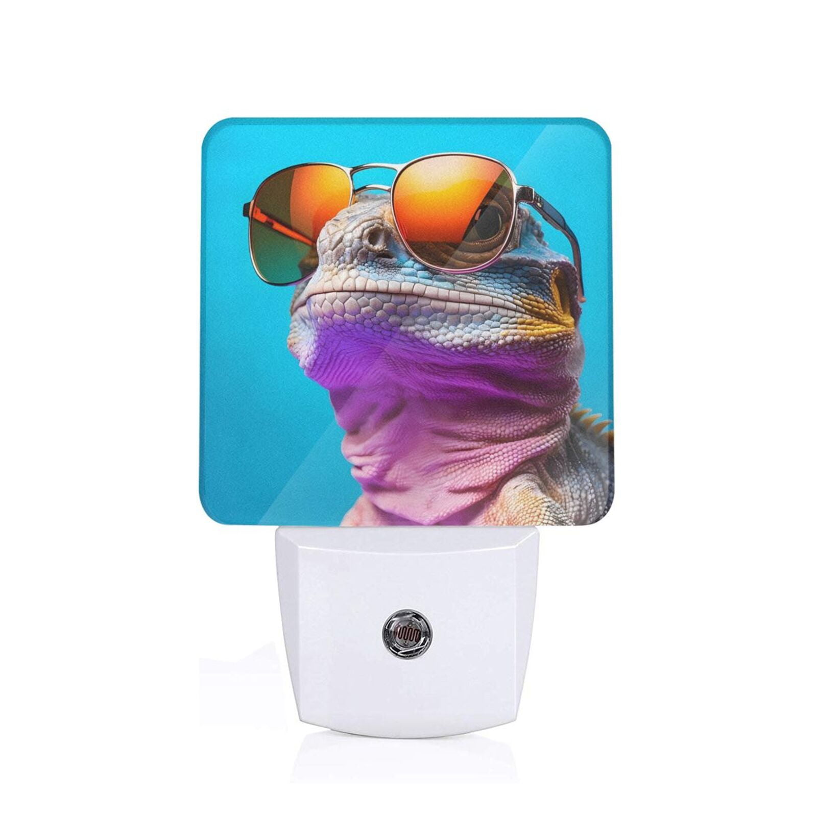 Bingfone Lizard With Sunglasses Colorful Print Night Lights Plug into ...