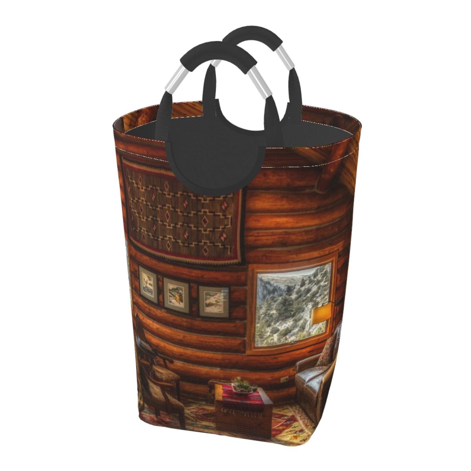 Bingfone Log Cabin Inside Laundry Hamper,Large Canvas Fabric ...