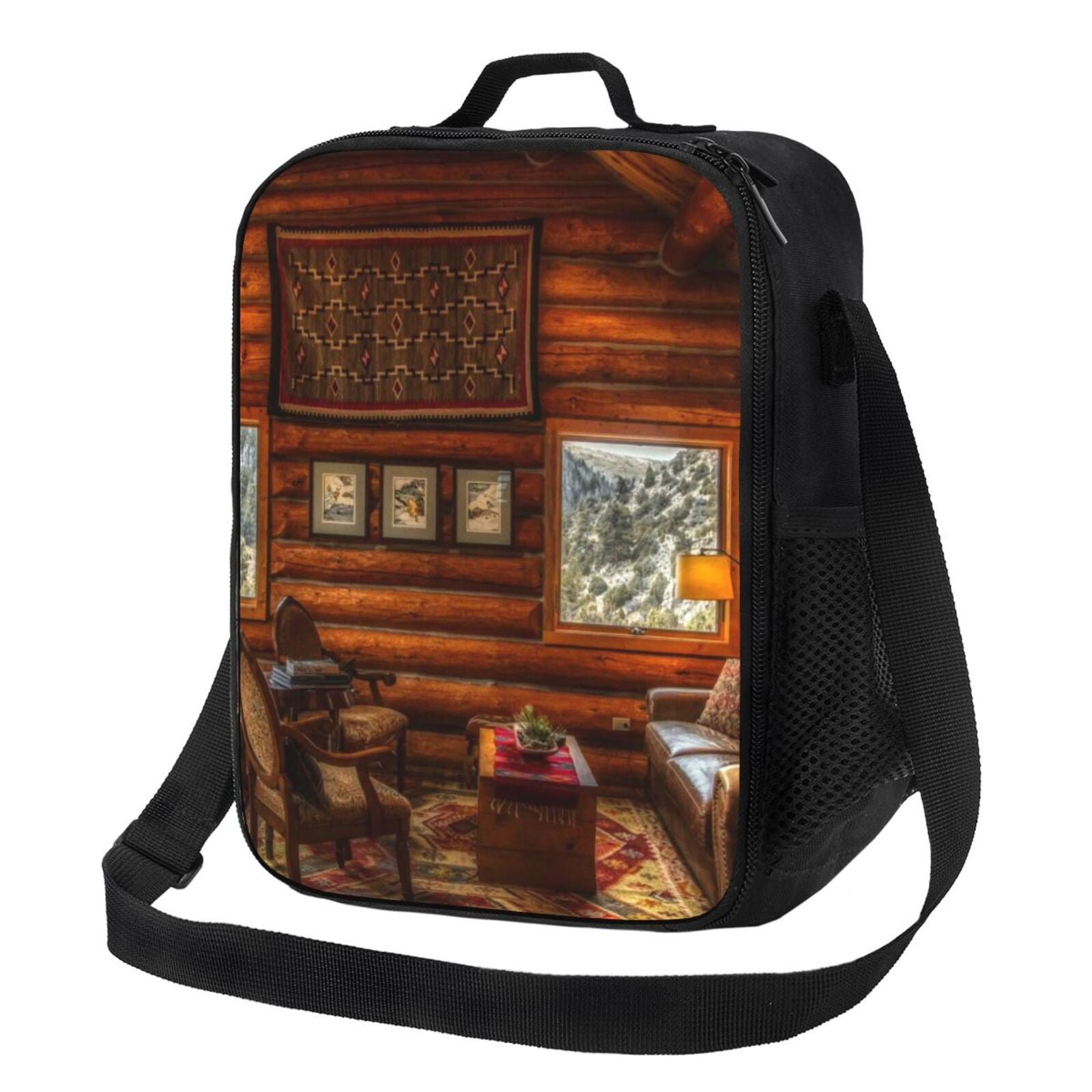 Bingfone Log Cabin Inside Reusable Insulated Lunch Bag Cooler For Work ...