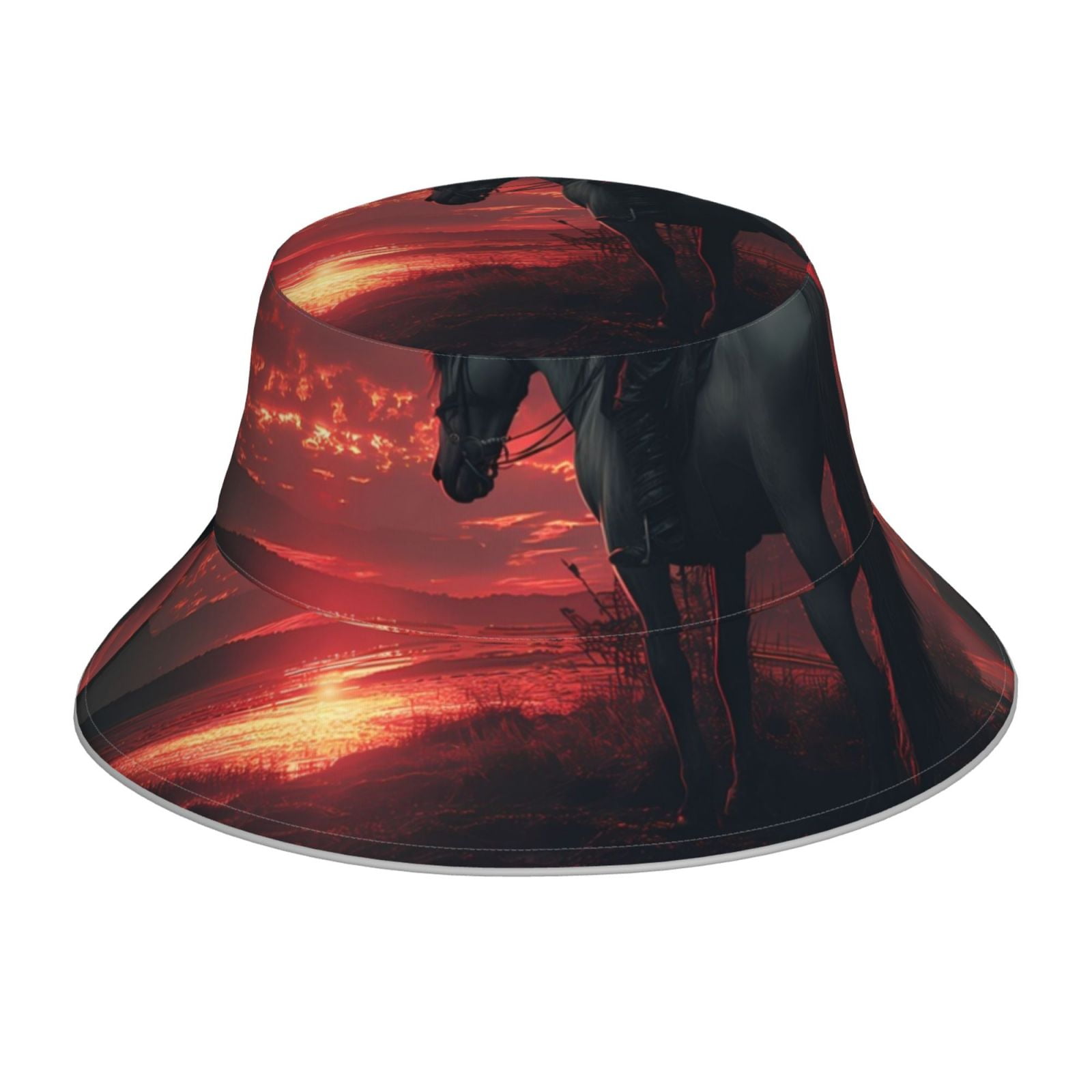 Bingfone Lone Rider Under Red Sky Bucket Hat for Men Women,Packable ...