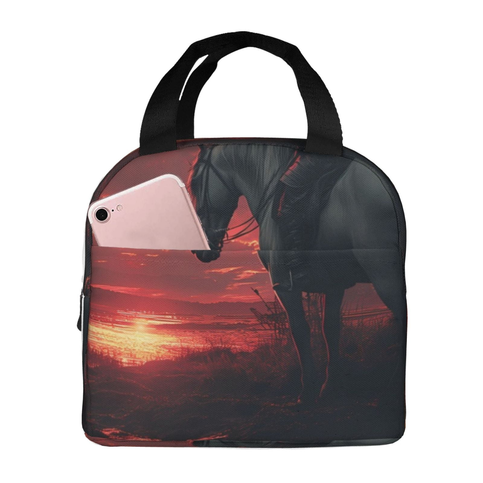 Bingfone Lone Rider Under Red Sky Print Lunch Bag Insulated Lunch Box ...