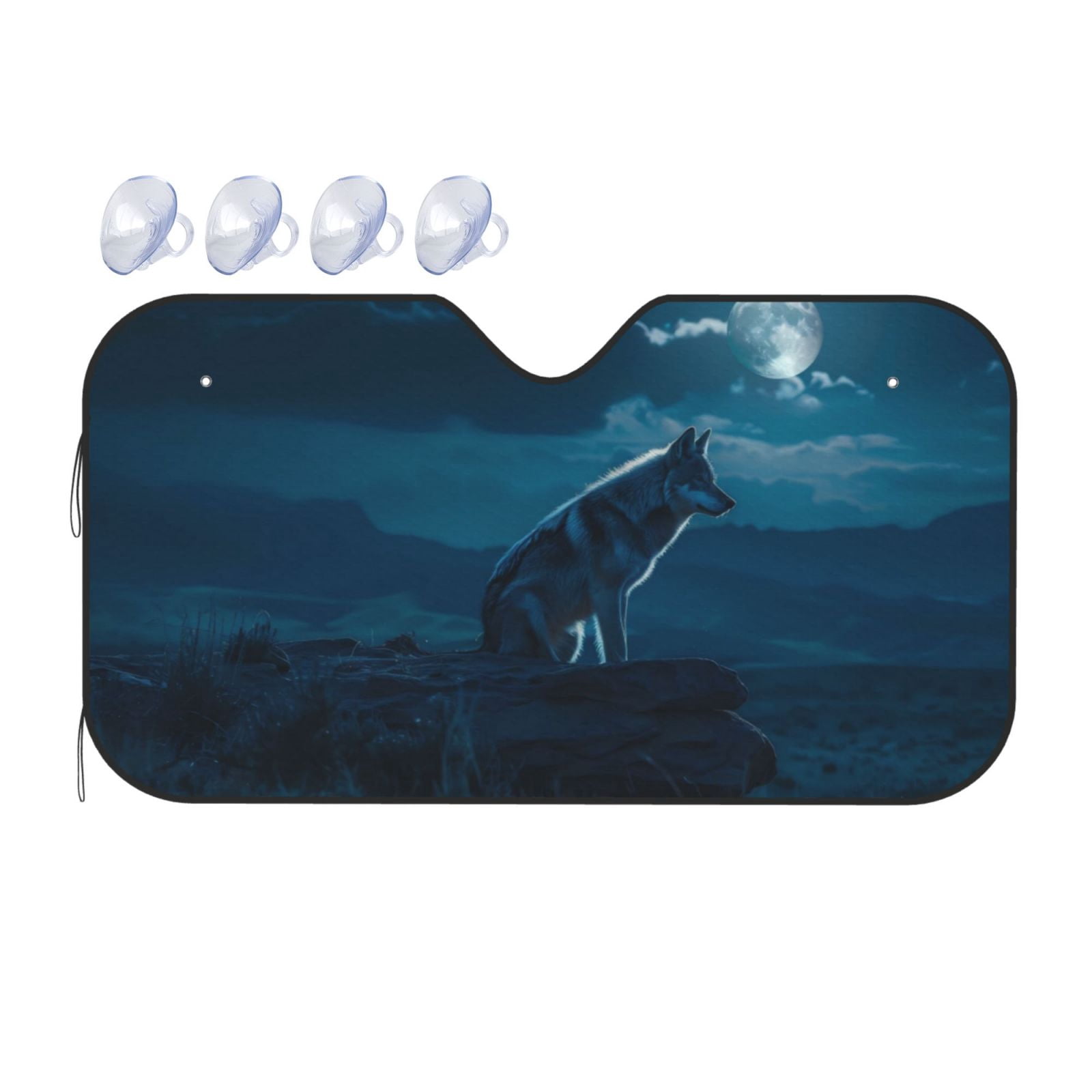 Bingfone Lonely Night Wolf Car Windshield Sunshade,Sun Foldable Sun ...