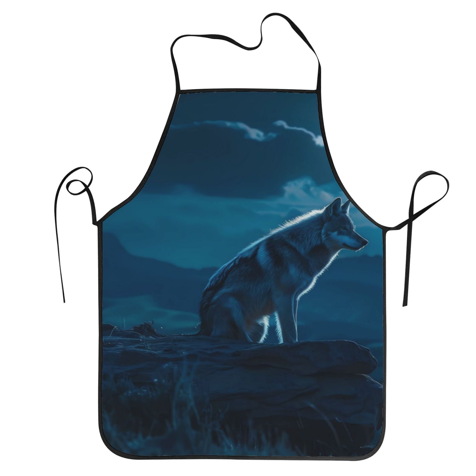 Bingfone Lonely Night Wolf for Tie-up Apron, Unisex Waterproof and ...