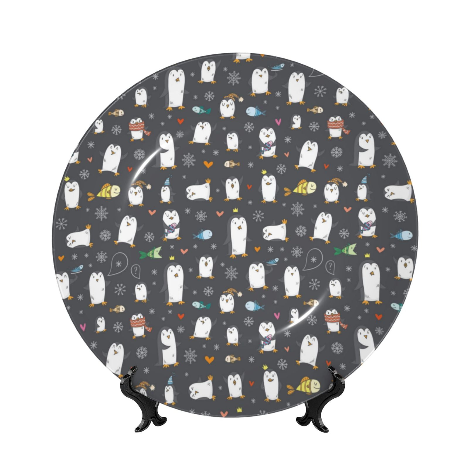 Bingfone Lovely Penguin Print Bone China Dinner Decorative Plates ...