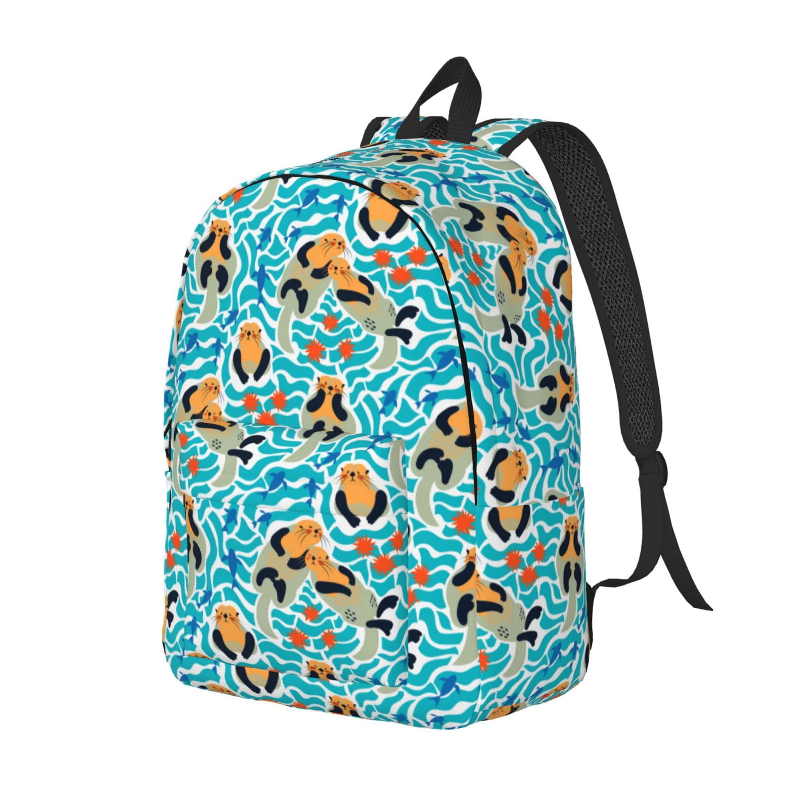 Bingfone Lovely Sea Otters Print Canvas College Laptop Backpack, Large ...