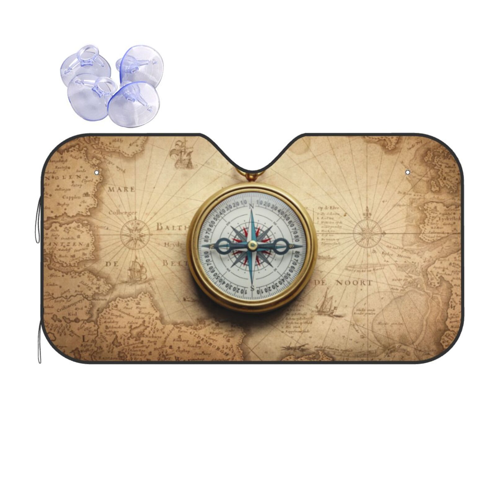 Bingfone Magnetic Old Compass On World Map Car Windshield Sun Shade ...