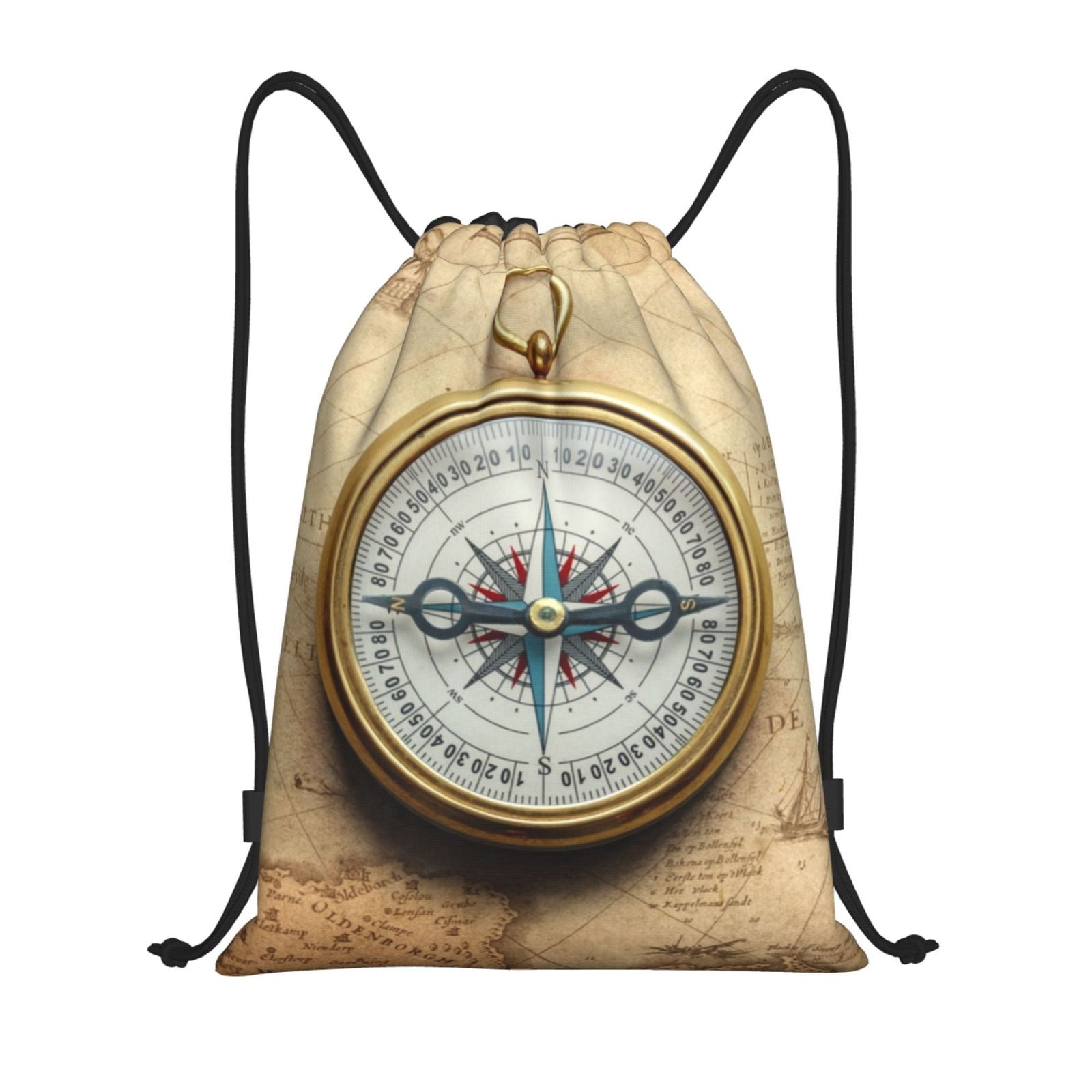 Bingfone Magnetic Old Compass On World Map Drawstrings Backpacks Bags ...