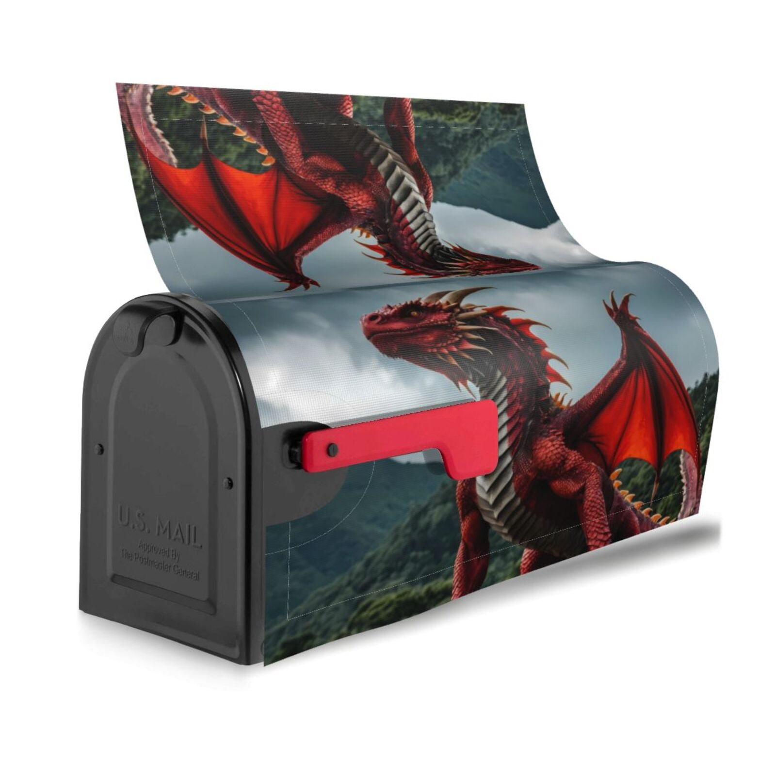 Bingfone Majestic Red Dragon Magnetic Mailbox Cover Standard Size for ...