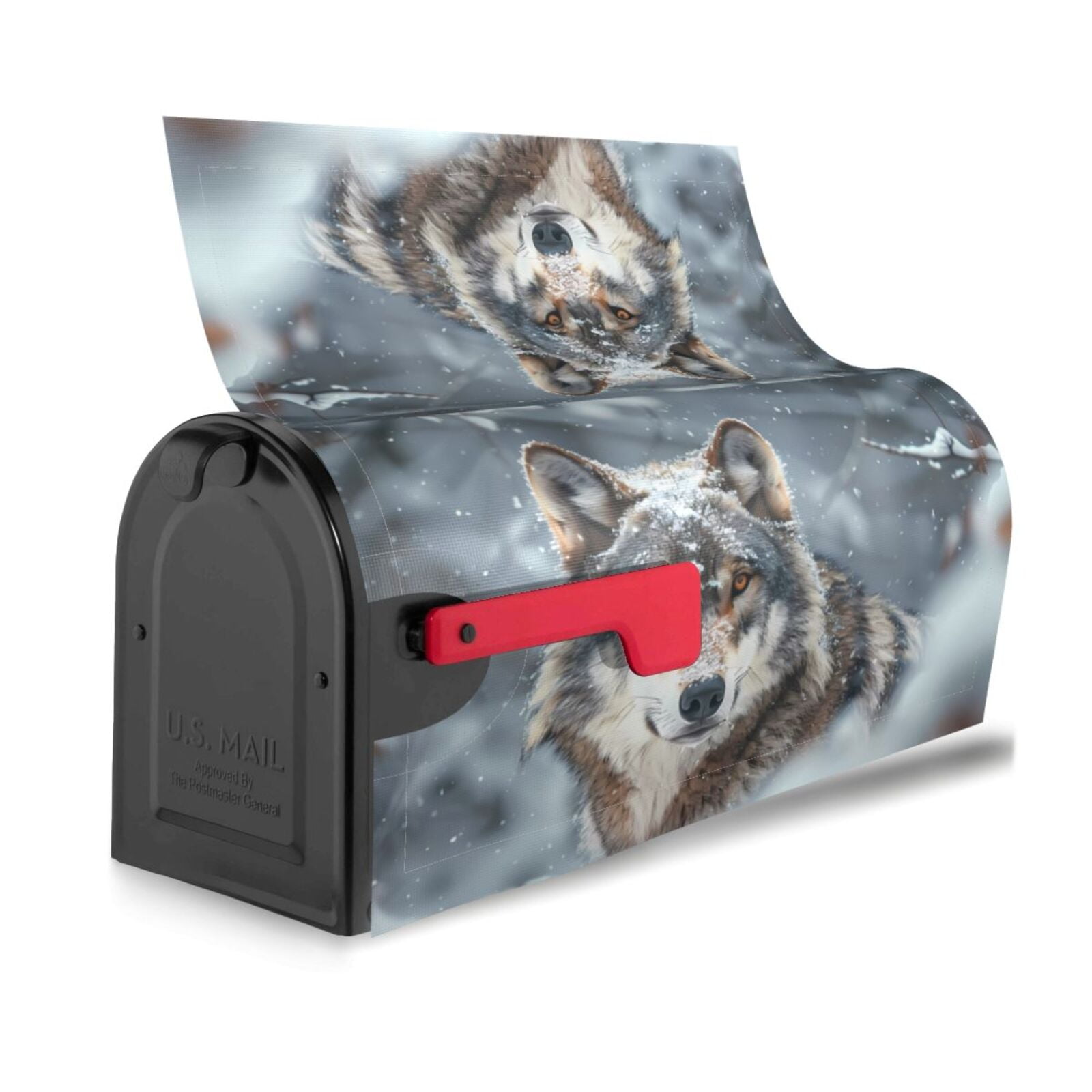 Bingfone Majestic Snowy Wolf Magnetic Mailbox Cover Standard Size for Garden Yard Outdoor ...