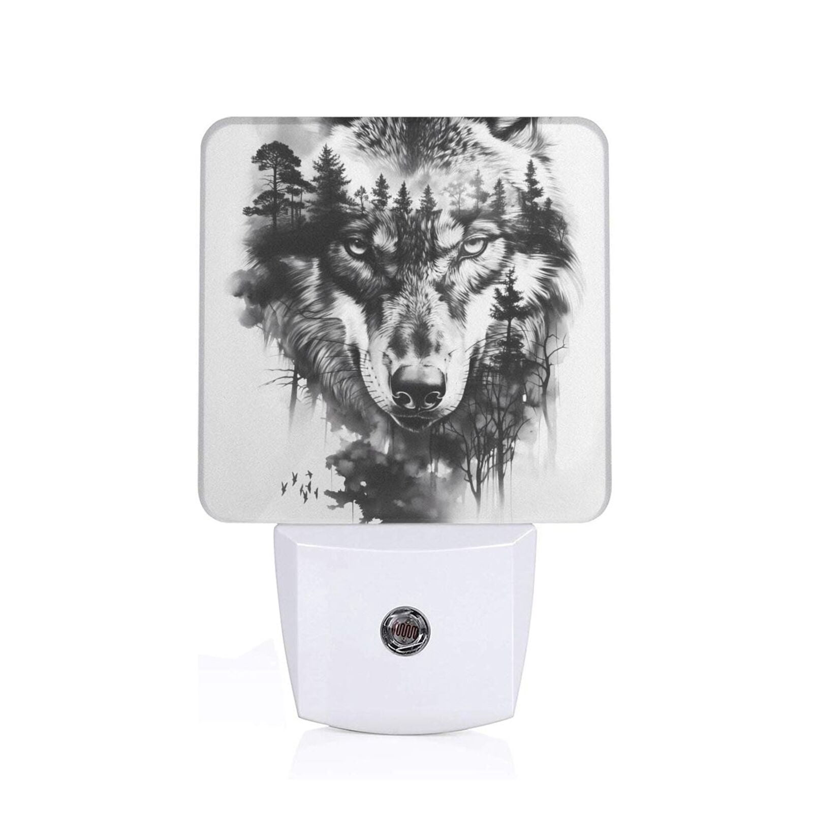 Bingfone Majestic Wolf Landscape Print Night Lights Plug into Wall,Dusk ...