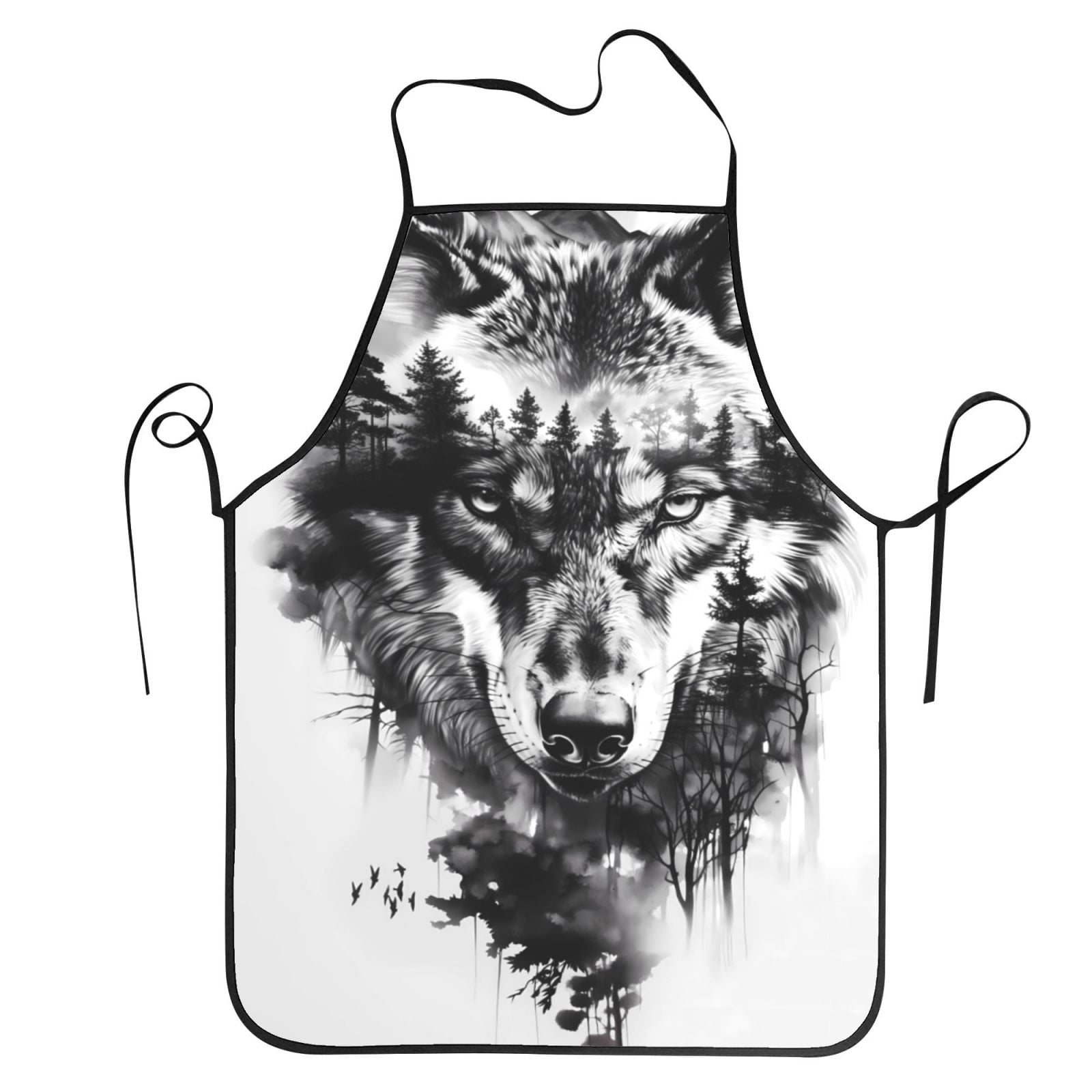 Bingfone Majestic Wolf Landscape for Tie-up Apron, Unisex Waterproof ...